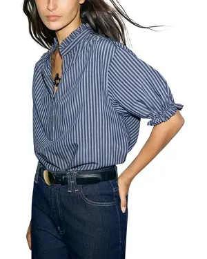 Gerard Darel Louann Ruffled High Collar Blouse
