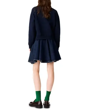 Maje Embroidered Sweatshirt With Ruffle Trim And Removable Collar