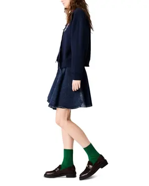 Maje Embroidered Sweatshirt With Ruffle Trim And Removable Collar