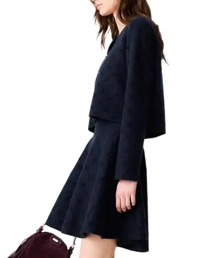 Maje Jacquard Sequin Crewneck Cardigan