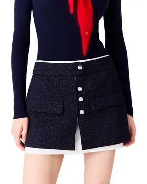 Maje Amila Contrast Tweed Skort