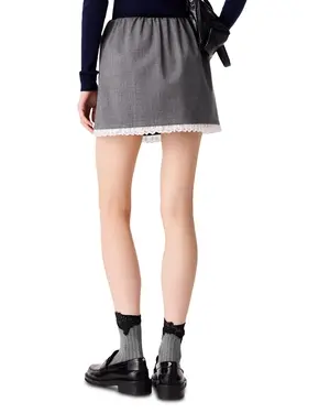 Maje Jeandra Lace Trim Mini Skirt
