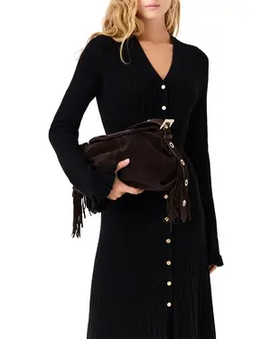 Maje Ritakette Ruffled Knit Maxi Dress