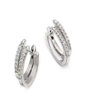 Bloomingdale'S Diamond Double Row Huggie Hoop Earrings In 14k 0.33 Tcw - White Gold