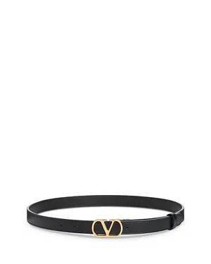Valentino Garavani Vlogo Leather Belt - Black
