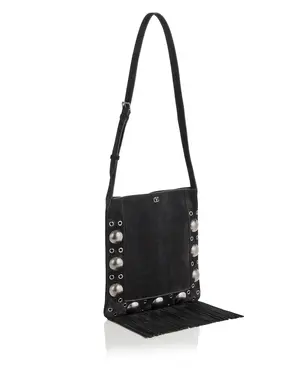 Valentino Garavani Vlogo Nellcote Fringe Suede Medium Shoulder Bag