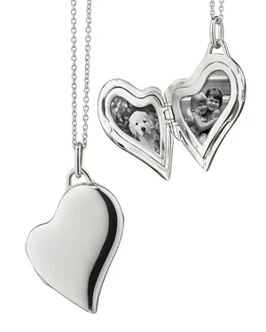 Monica Rich Kosann Slim Lockets Polished Heart Pendant Necklace, 18-22 - Sterling Silver
