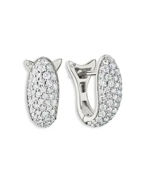 Monica Rich Kosann Perseverance White Sapphire Pave Fish Hoop Earrings - Sterling Silver