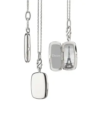 Monica Rich Kosann Slim Lockets Rectangular Pendant Necklace, 16-18 - Sterling Silver
