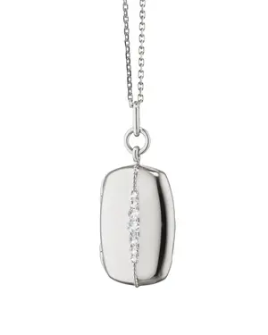 Monica Rich Kosann Slim Lockets White Sapphire Rectangular Pendant Necklace, 16-18