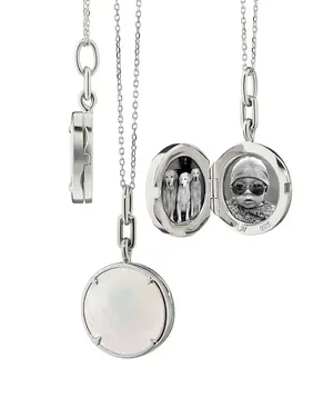 Monica Rich Kosann Slim Lockets Mother Of Pearl Round Pendant Necklace, 16-18 - Sterling Silver