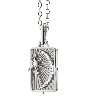 Monica Rich Kosann Sun Moon & Stars White Sapphire Gate Locket Pendant Necklace, 18 - Sterling Silver