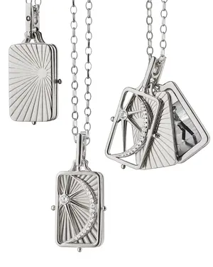 Monica Rich Kosann Sun Moon & Stars White Sapphire Gate Locket Pendant Necklace - Sterling Silver