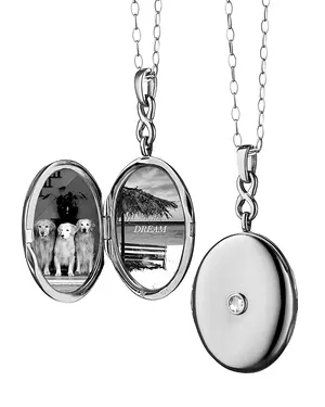 Monica Rich Kosann Infinite & Boundless White Sapphire Oval Locket Pendant Necklace, 16-18 - Sterling Silver