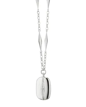 Monica Rich Kosann Points North White Sapphire Pave Rectangular Locket Pendant Necklace, 20-22