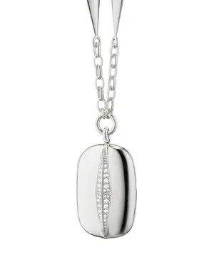 Monica Rich Kosann Points North White Sapphire Pave Rectangular Locket Pendant Necklace, 20-22
