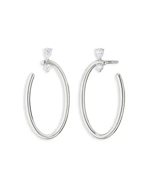 Monica Rich Kosann Sun Moon & Stars White Sapphire Galaxy Oval Wrap Hoop Earrings - Sterling Silver