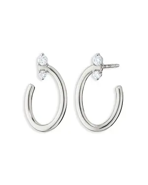 Monica Rich Kosann Sun Moon & Stars White Sapphire Galaxy Wrap Oval Hoop Earrings - Sterling Silver
