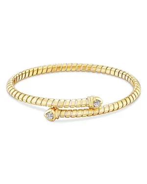 Marina B 18k Yellow Lina Diamond Flex Bypass Bracelet, 0.26 Tcw - Gold