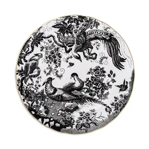 ROYAL CROWN DERBY Aves Bone China Accent Plate - Black