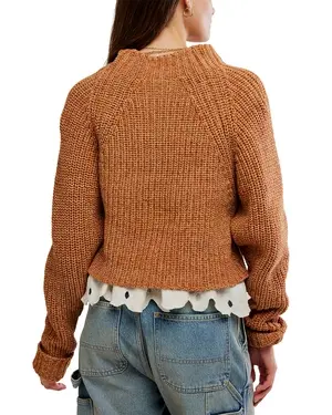 Free People High Neck Cuffed Sweater - Cinnamon