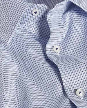 David Donahue Slim Fit Stretch Twill Micro Check Dress Shirt