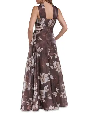 Eliza J Twist Neck Tie Waist Ball Gown