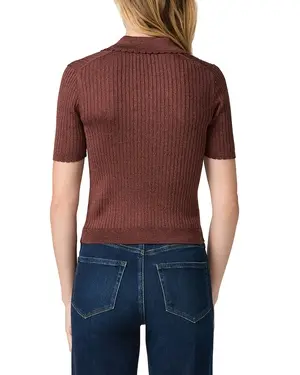Paige Una Cotton Blend Ribbed Knit Top