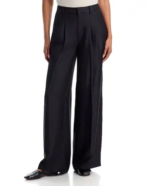 LISA YANG Silk Wide Leg Pleated Pants