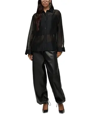 Hudson Jeans Sheer Oversized Button Up Top