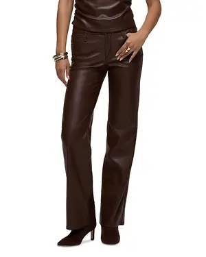 Hudson Jeans Rosie Faux Leather High Rise Wide Leg Jeans - Chicory Coffee