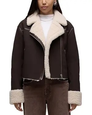 Hudson Jeans Faux Shearling Jack Jacket - Black Coffee