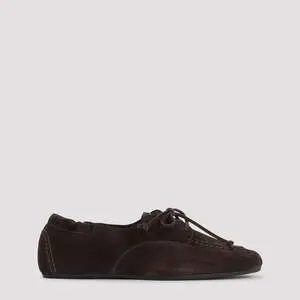 Celine Lace-up Suede Loafer - Brown