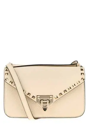 Valentino Garavani Rockstud Mini Ivory Leather Crossbody Bag - White