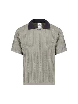 Adidas Cable-knit Short-sleeve Polo Shirt
