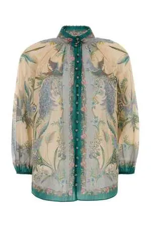 Zimmermann Cotton-silk Blouse With Metallic Detail
