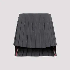Thom Browne Low Rise Mini Narrow Pleated Skirt - Grey