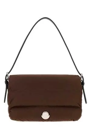Moncler Caradoc Nylon Shoulder Handbag With Silver-tone Hardware, 25 Cm X 15 Cm X 7.5 Cm - Brown