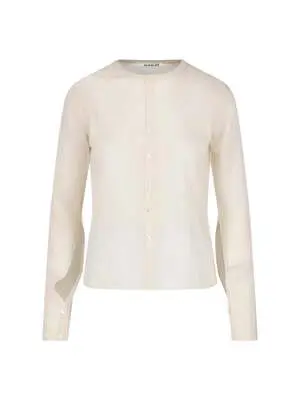 Auralee Silk Button-front Cardigan - Cream