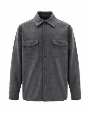 PAOLO PECORA Long-sleeve Button-up Overshirt With Flap Pockets - Grigio Melange