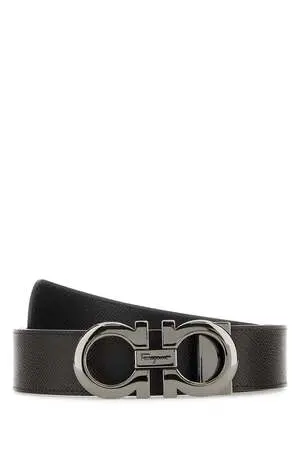 FERRAGAMO Reversible Calf Leather Belt With Ruthenium Finishing