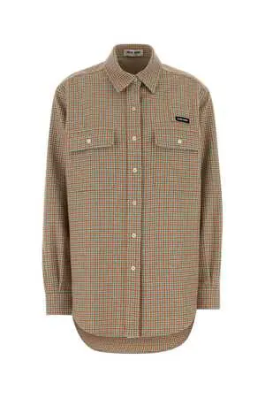 Miu Miu Embroidered Flannel Oversize Shirt - Checked