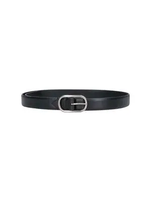 J & M DAVIDSON Smooth Calf Leather Belt With Buckle - Black