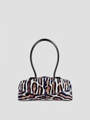 JIL SANDER Leather Shoulder Handbag - Ocelot Print