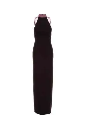 Attico Stretch Crepe Long Dress - Purple
