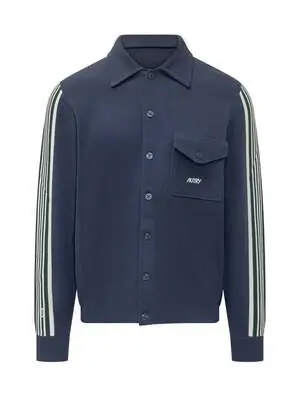 AUTRY Classic Knit Jacket With Striped Sleeves