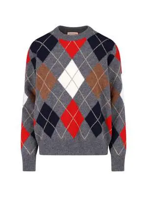 Daughter Argyle Wool Crewneck Sweater - Multicolor