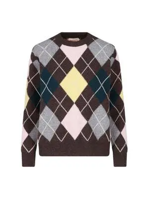 Daughter Argyle Crewneck Sweater - Multicolor