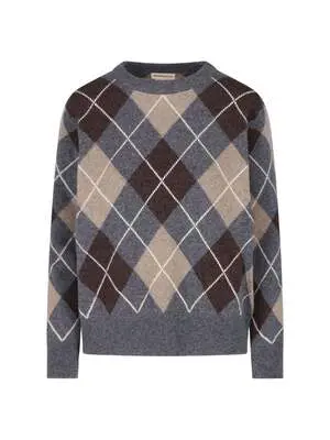 Daughter Argyle Crewneck Sweater - Multicolor