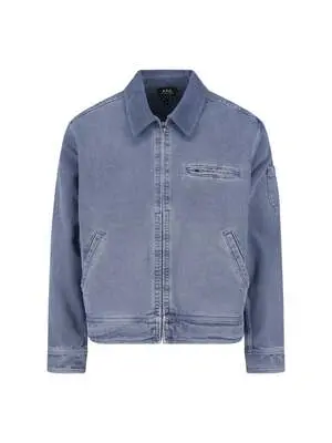 A.p.c. Cotton Zip Front Jacket - Blue